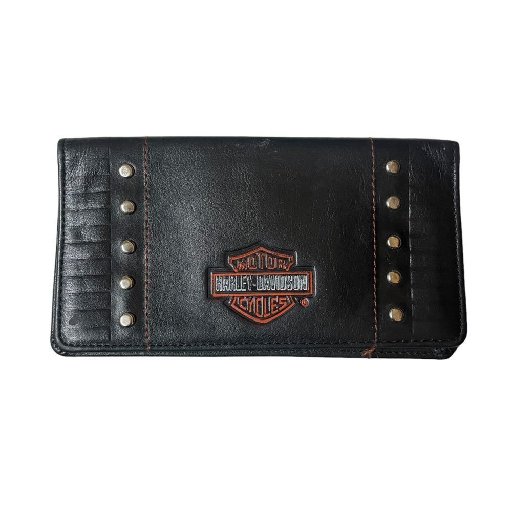 Harley Davidson Tri Fold Black Leather Wallet - Gem